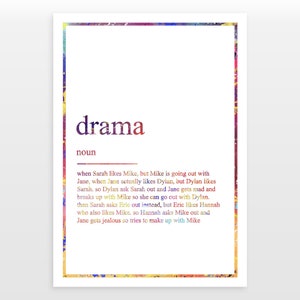 Drama Definition Print - Etsy