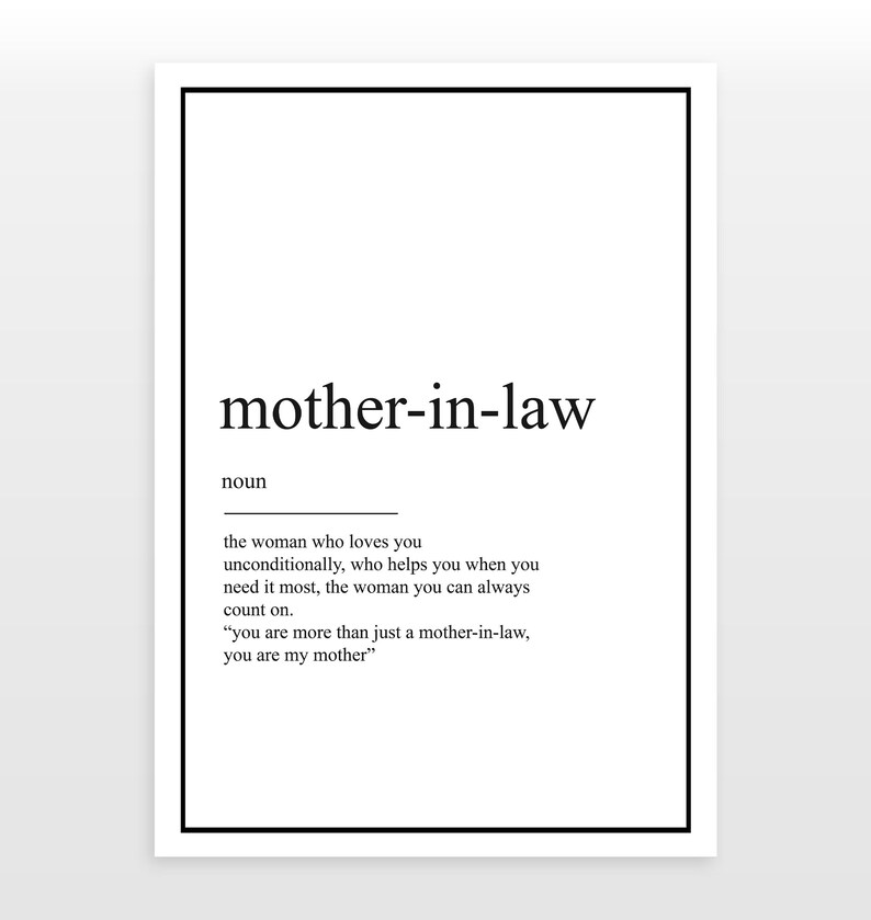 Mother in Law Definition Print | Etsy