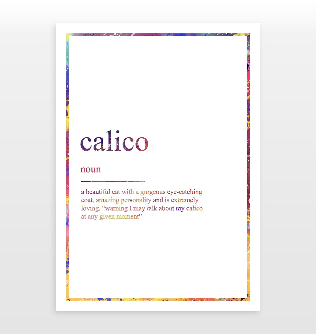 Calico Cat Definition Print - Etsy