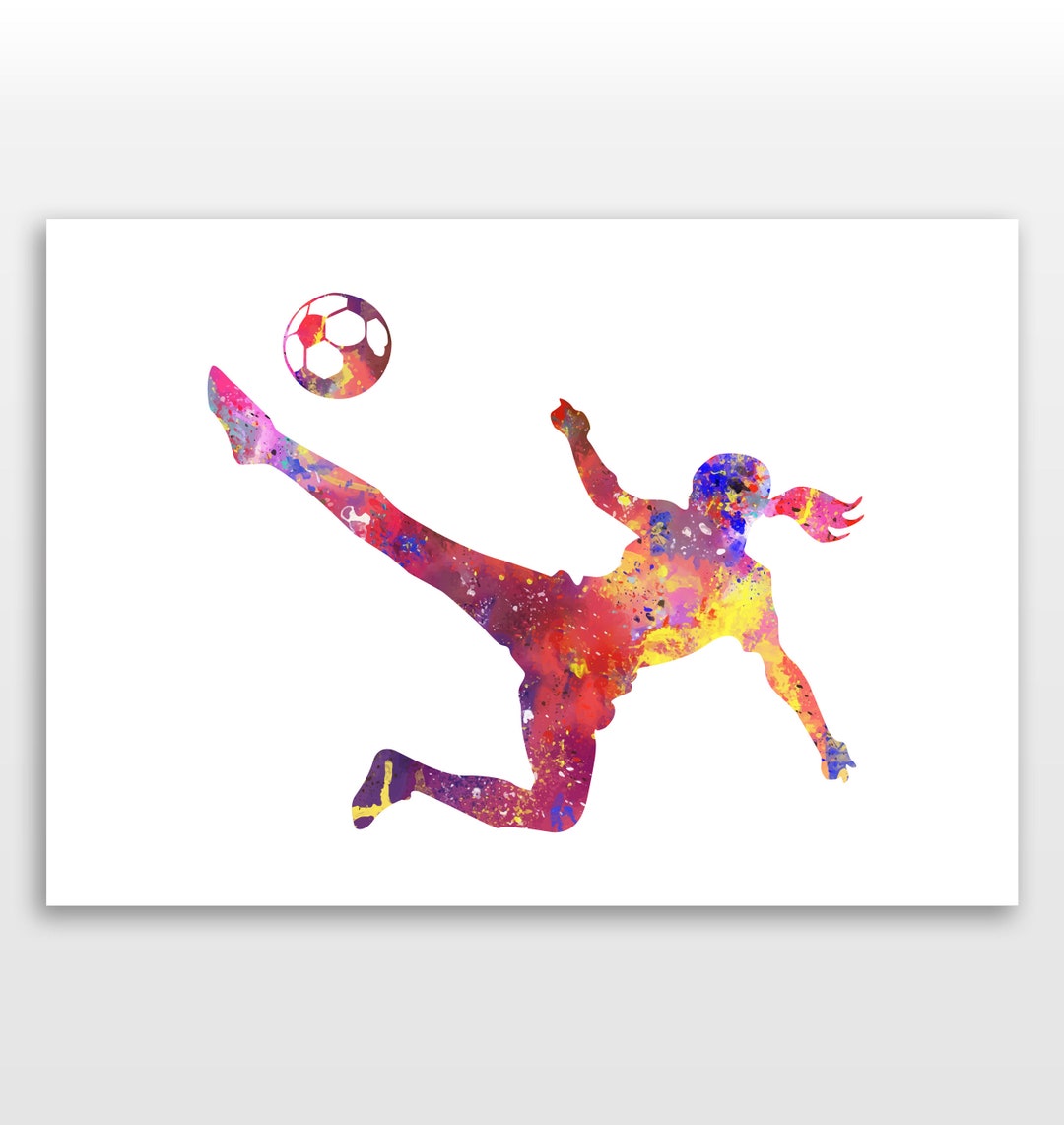 Women Footballer - Watercolour Print - Etsy