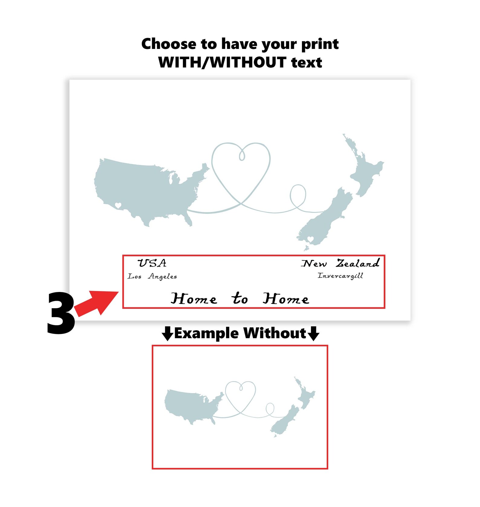 Personalised Map Print Any Two Countries Custom Map Art - Etsy