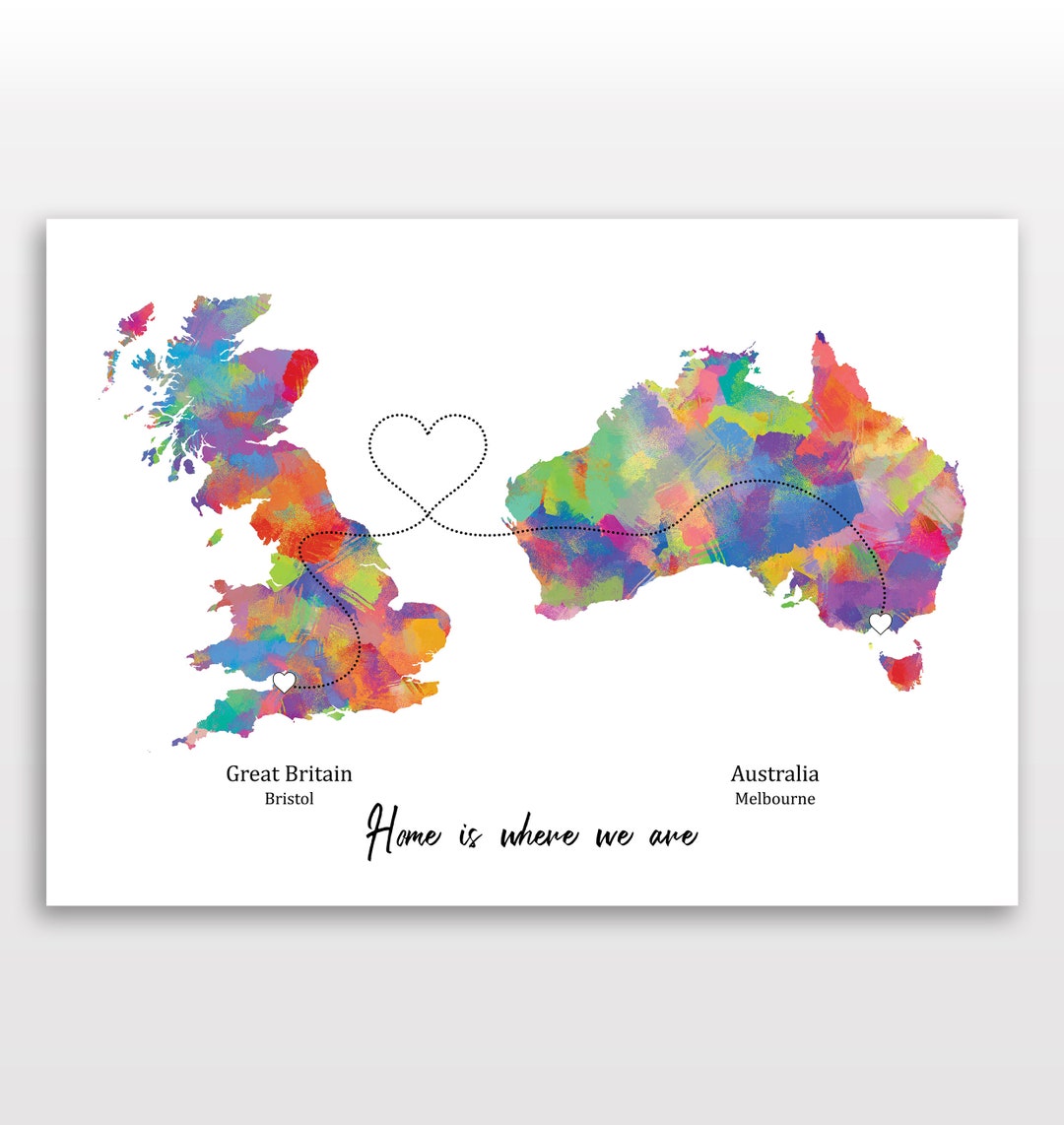 Personalised Map Print With Linked Locations Custom Travel Adventures ...