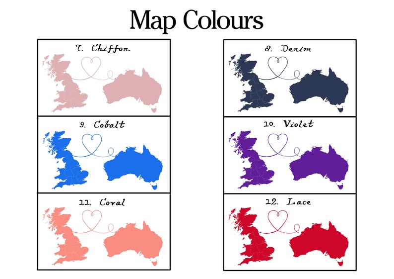 Personalised Map Print Any Two Countries Custom Map Art - Etsy