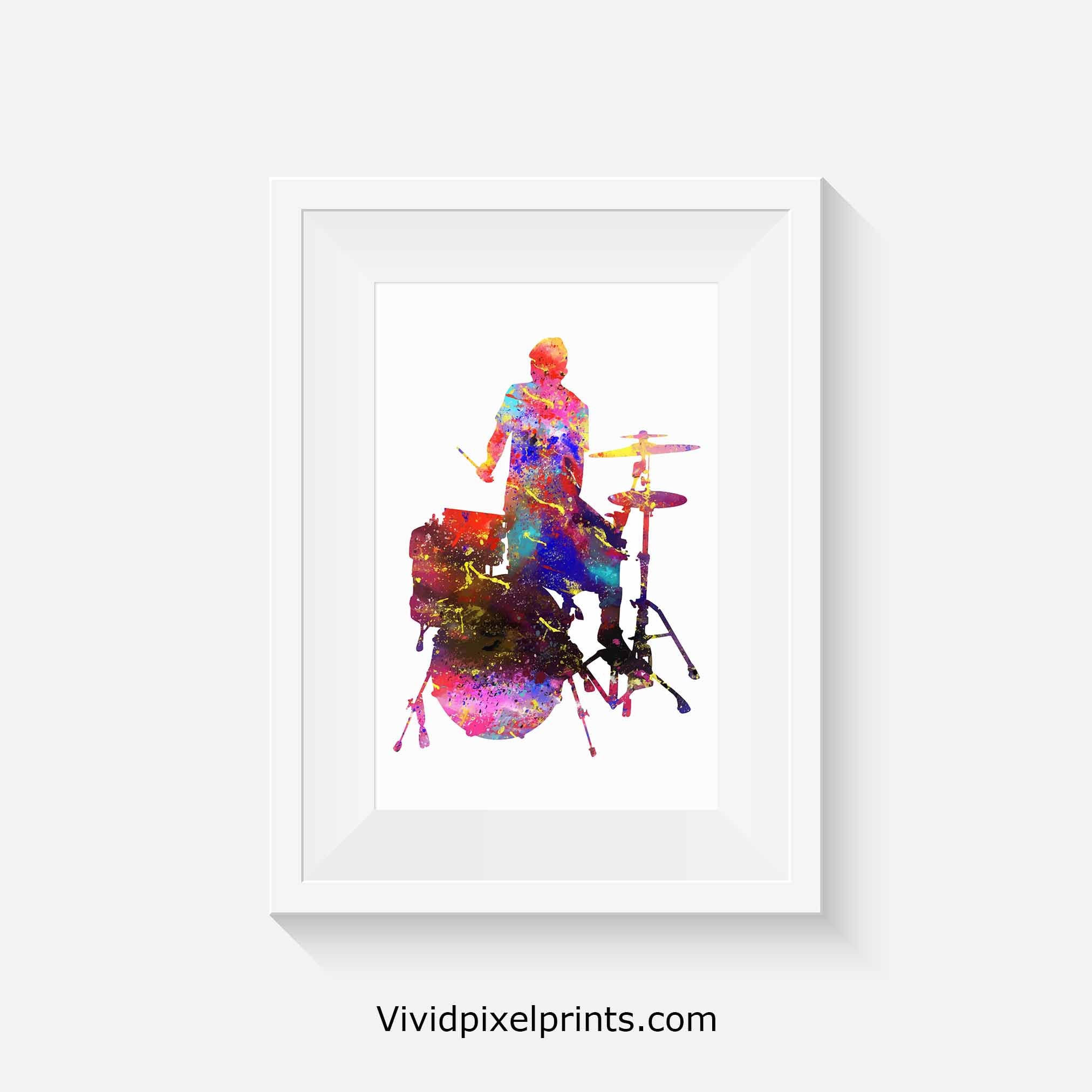 Drum Player Poster Watercolour Print - Etsy