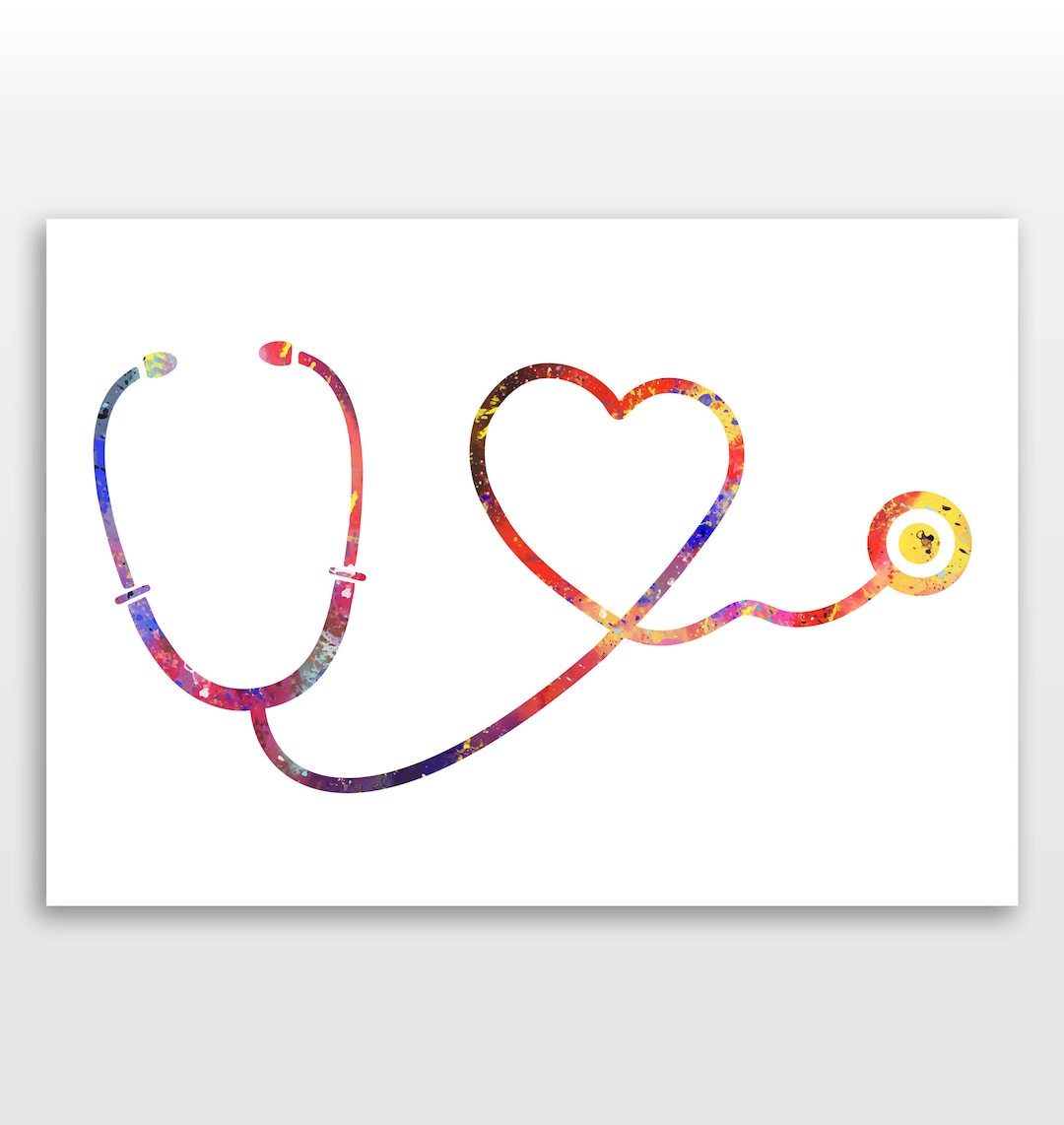 Stethoscope Poster - Doctors Equipment Print - Watercolour Print - Etsy