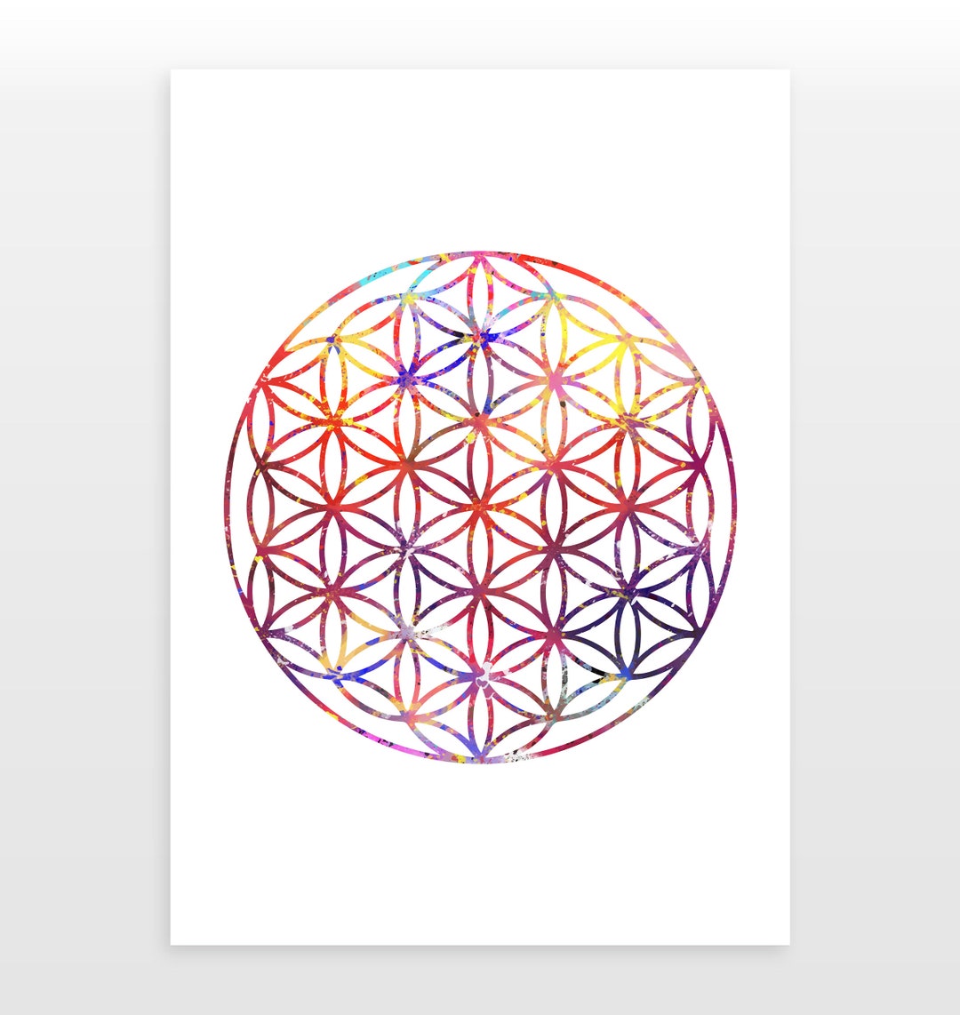 Flower of Life Poster - Circle of Life - Watercolour Print - Etsy