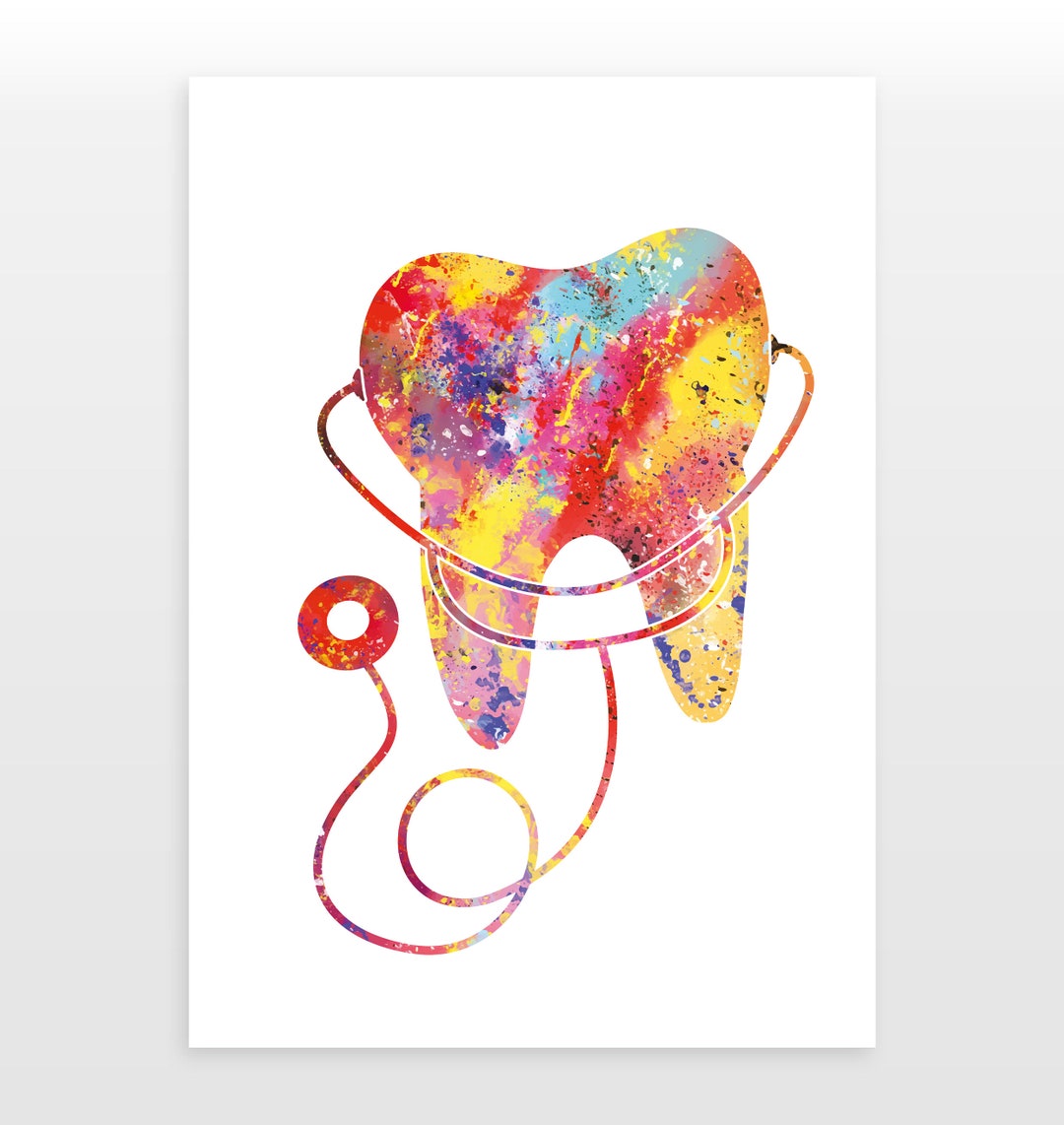 Tooth Poster - Dental Hygiene Print - Watercolour Print - Etsy