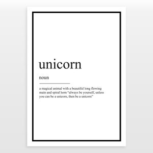 Unicorn - Definition Print - Etsy