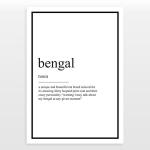 Bengal Cat - Definition Print - Etsy