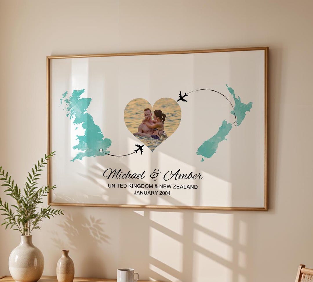 Personalised Map Print With Linked Locations | Custom Travel Adventures ...