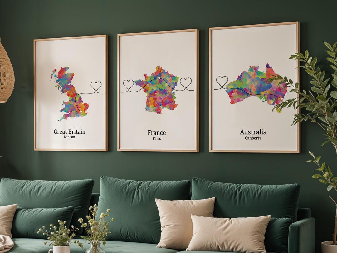 Personalised Map Print With Linked Locations Custom Travel Adventures Map Print Personalised 2313