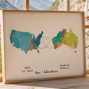 Personalised Map Print - Any Two Countries - Custom Map Art - Available ...