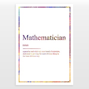 Mathematician - Definition Print - Etsy