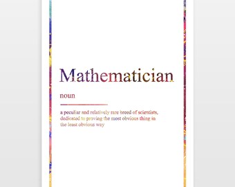 Mathematician Definition Print Maths Teacher Gift - Etsy