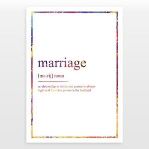 Marriage Definition Print - Etsy
