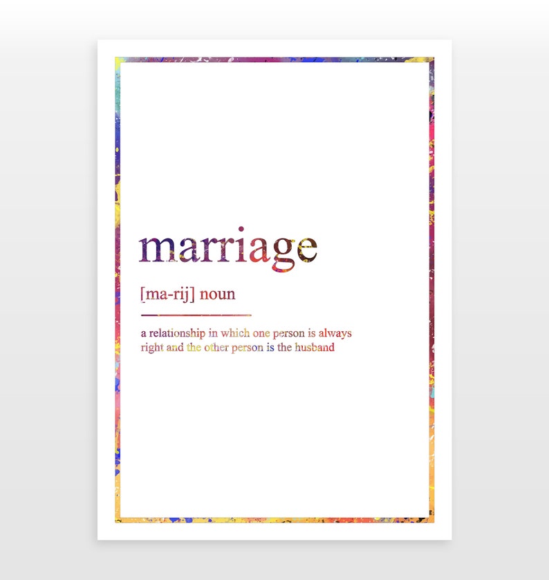 Marriage Definition Print - Etsy