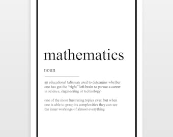 Mathematics Definition Print - Etsy