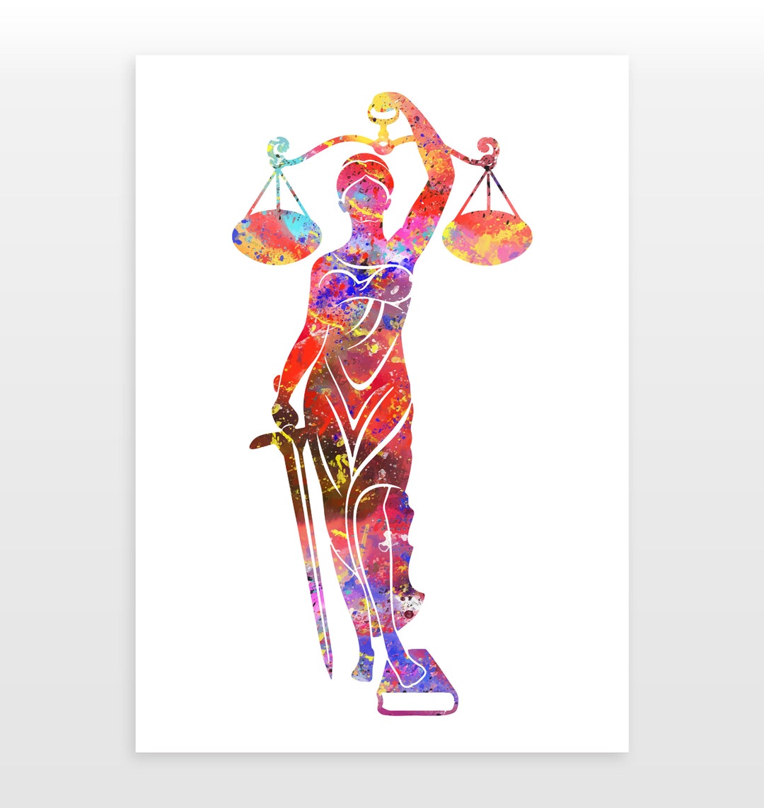 Lady Justice Poster - Law Print - Watercolour Print - Etsy