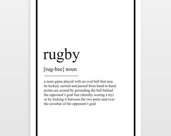 Rugby Definition Print, Wall Art Prints, Rugby Fan Gifts, Birthday Gift ...
