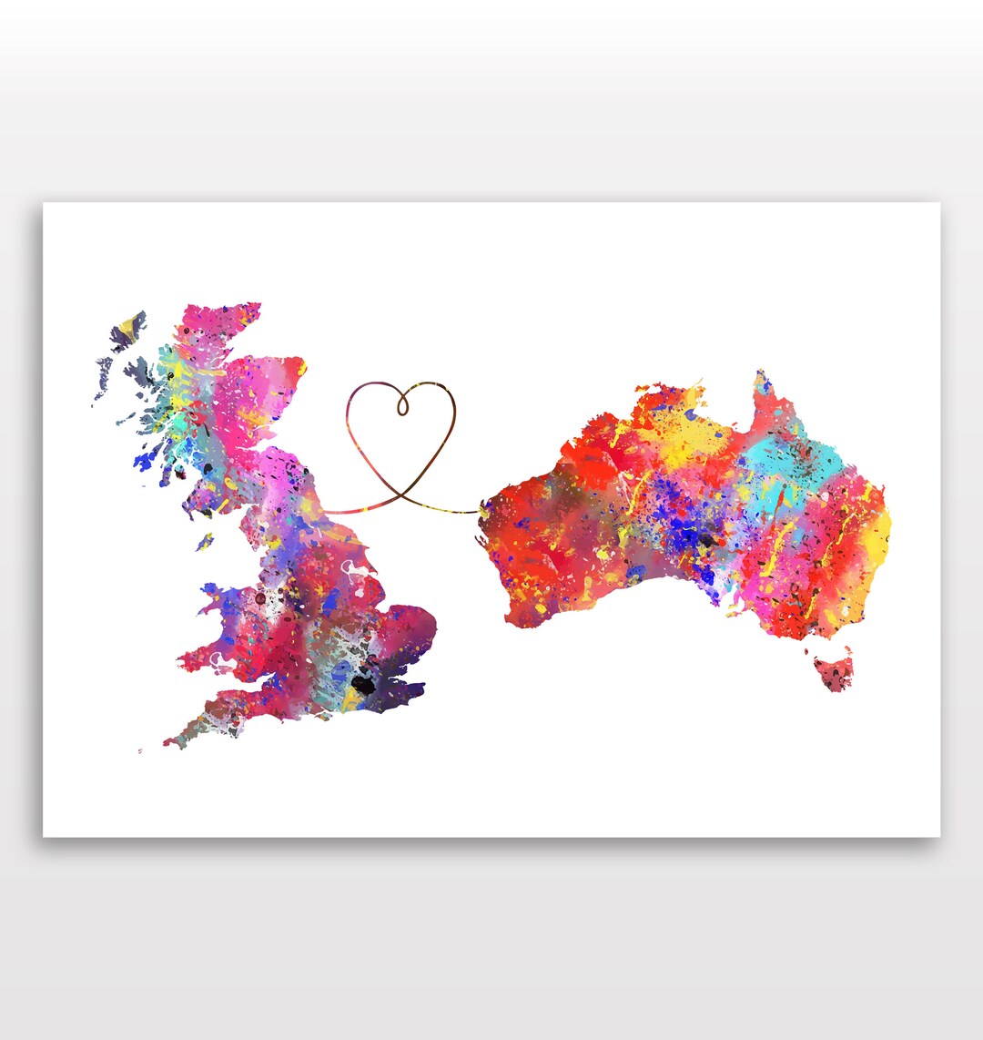 Personalised Map Print Any Two Countries Custom Map Art Available in 9 ...
