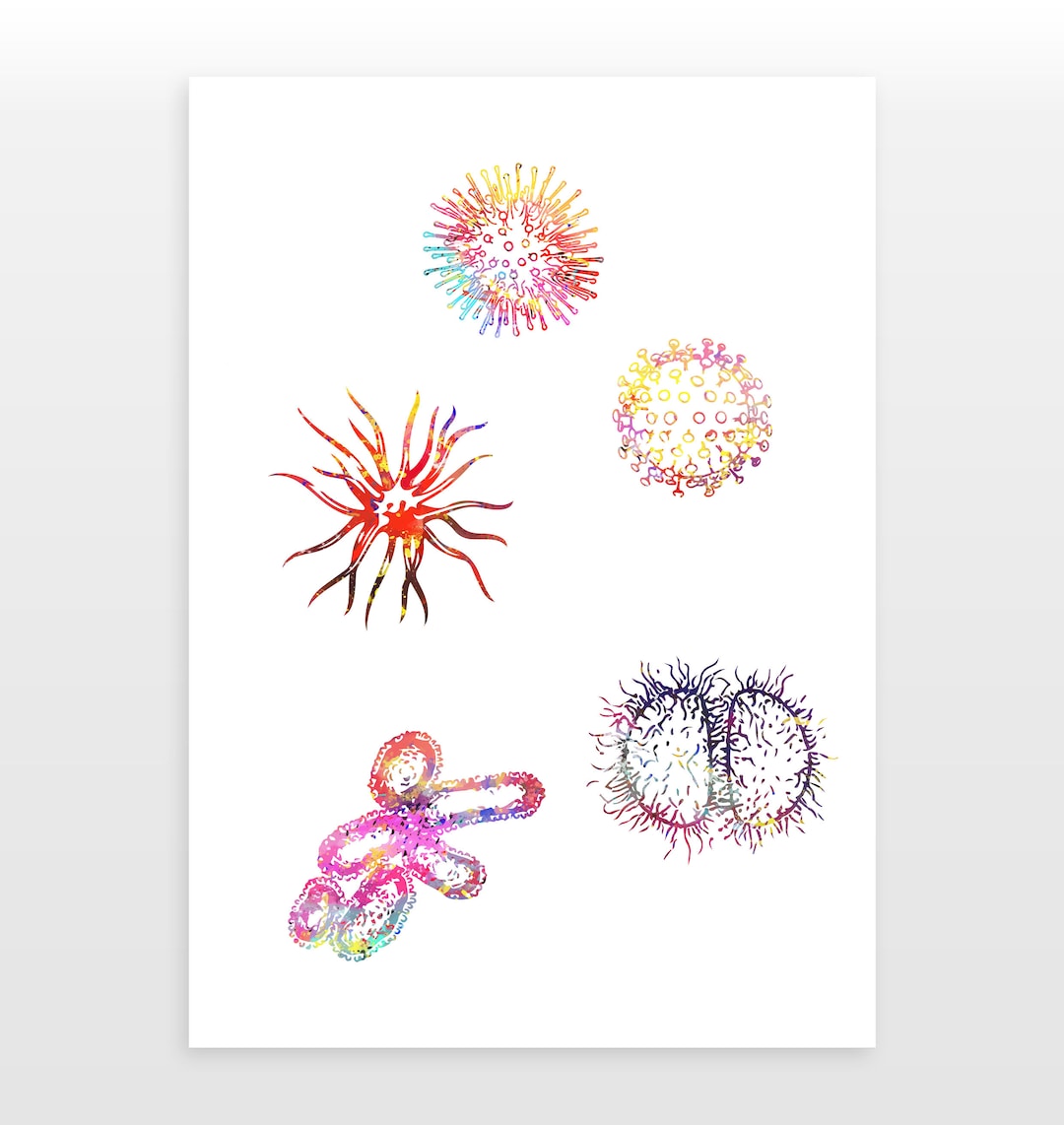 Microbes Poster - Biological Science Print - Watercolour Print - Etsy