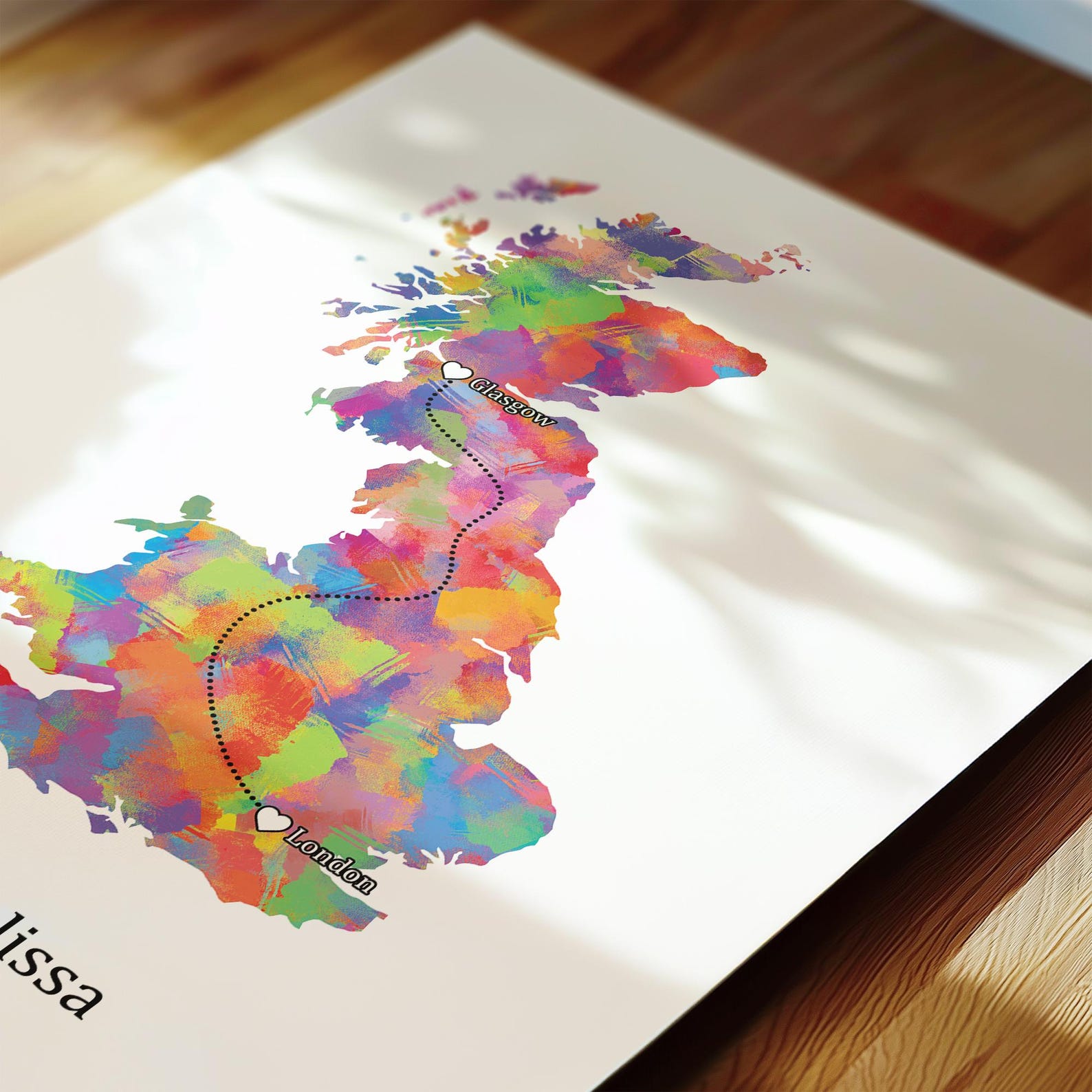 Personalised Map Print With Linked Locations | Custom Travel Adventures ...