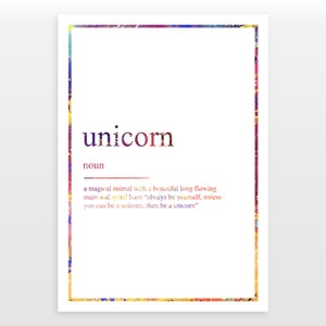 Unicorn - Definition Print - Etsy