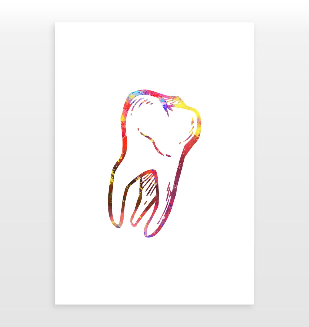 Molar Tooth Poster - Dental Print - Watercolour Print - Etsy