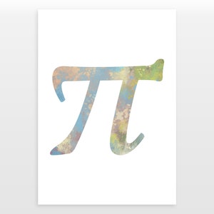 Pi Symbol Poster - π Print - Watercolour Print - Etsy