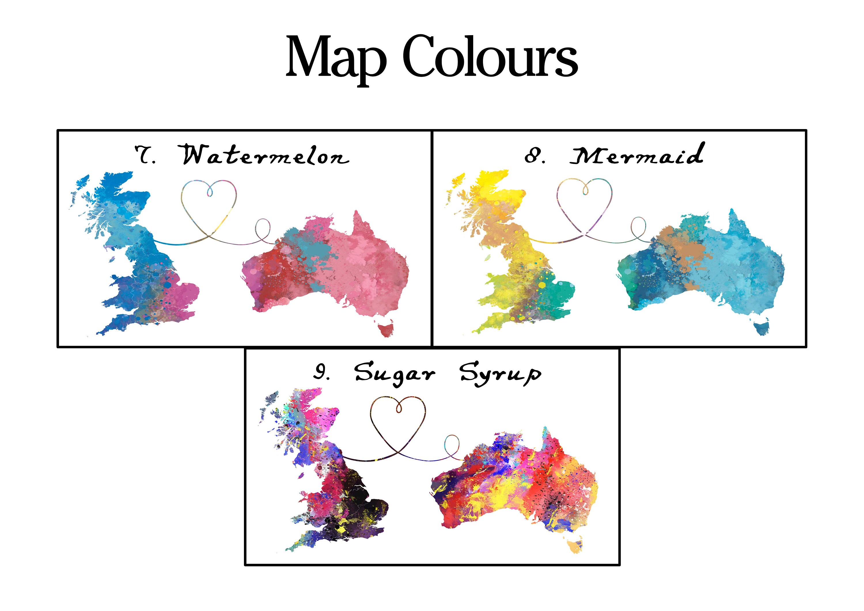 Personalised Map Print - Any two countries - Custom Map Art - Available ...