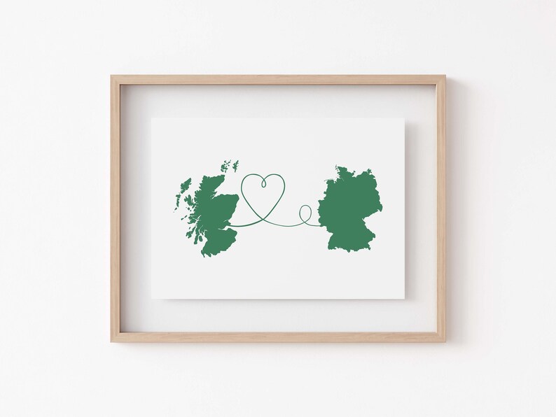 Personalised Map Print Any Two Countries Custom Map Art - Etsy