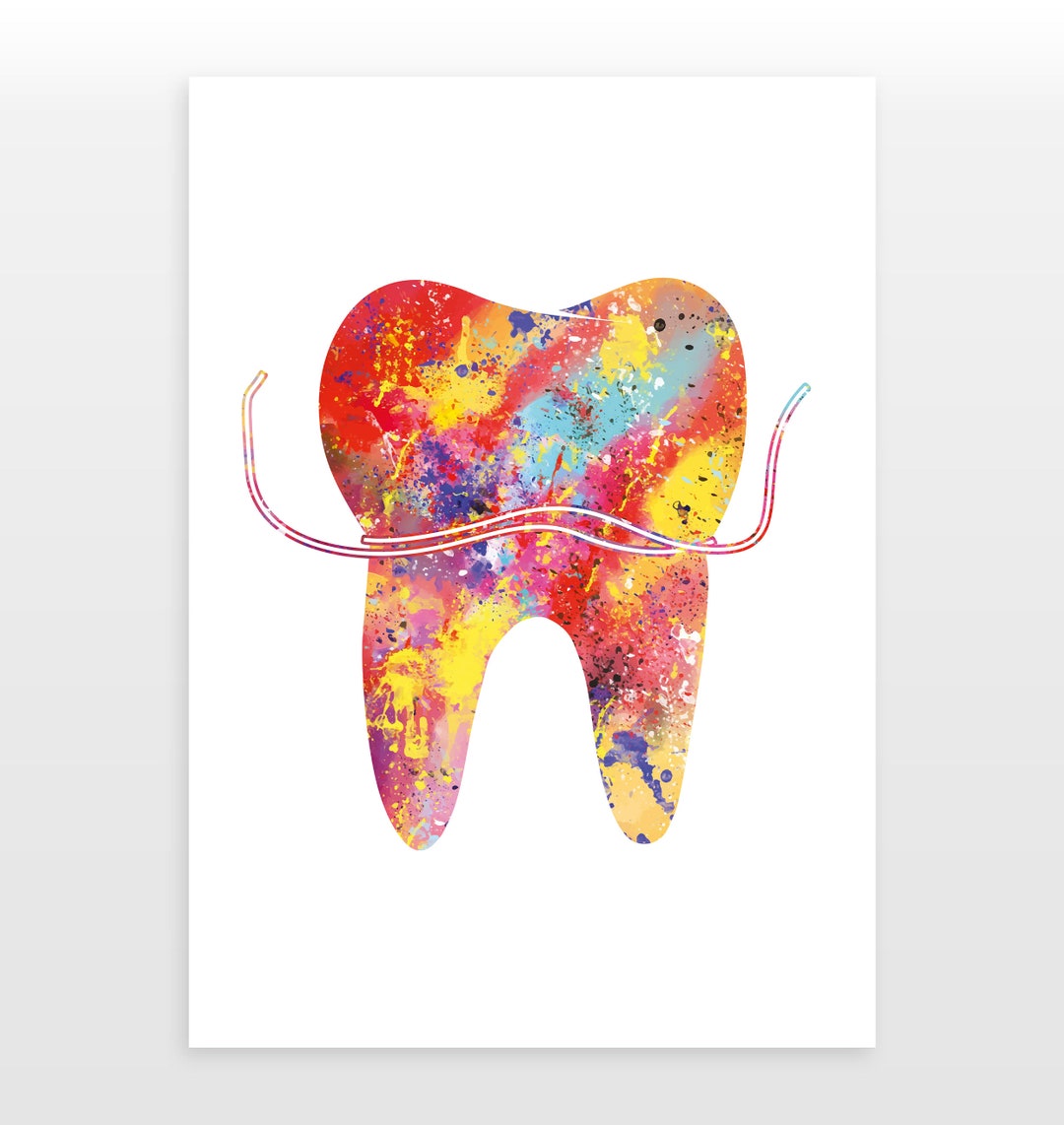 Tooth Flossing Poster - Dental Hygiene Print - Watercolour Print - Etsy
