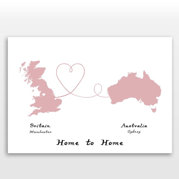 Personalised Map Print Any Two Countries Custom Map Art - Etsy