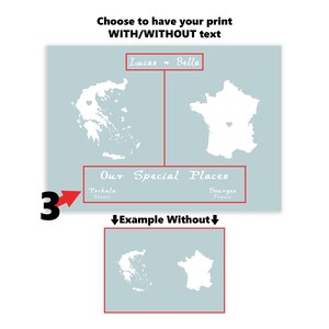 Personalised Map Print - Any Two Countries - Custom Map Art - Available ...