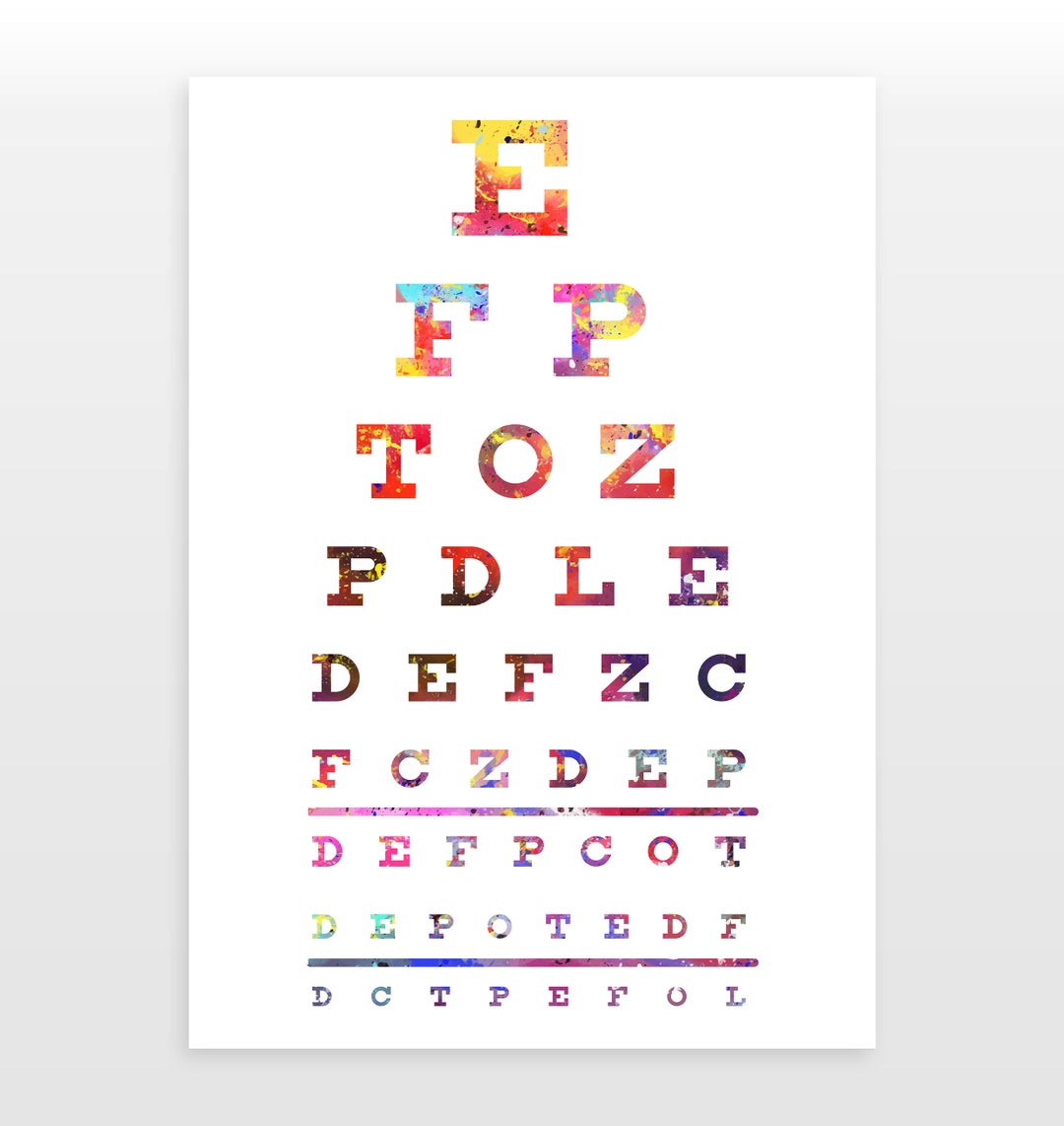 Eye Chart Poster - Optometry Print - Watercolour Print - Etsy UK