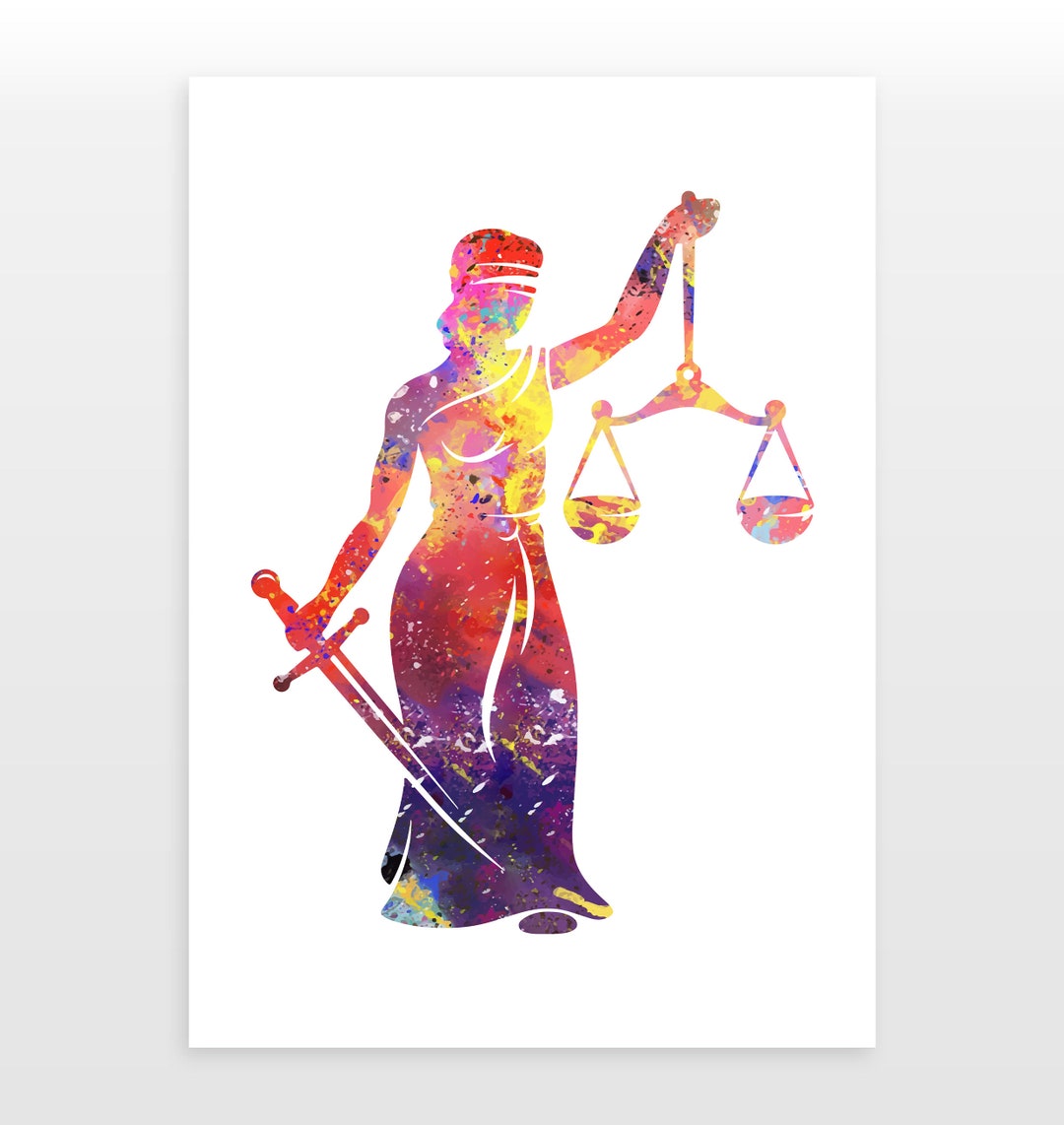 Lady Justice Poster Law Print Watercolour Print - Etsy