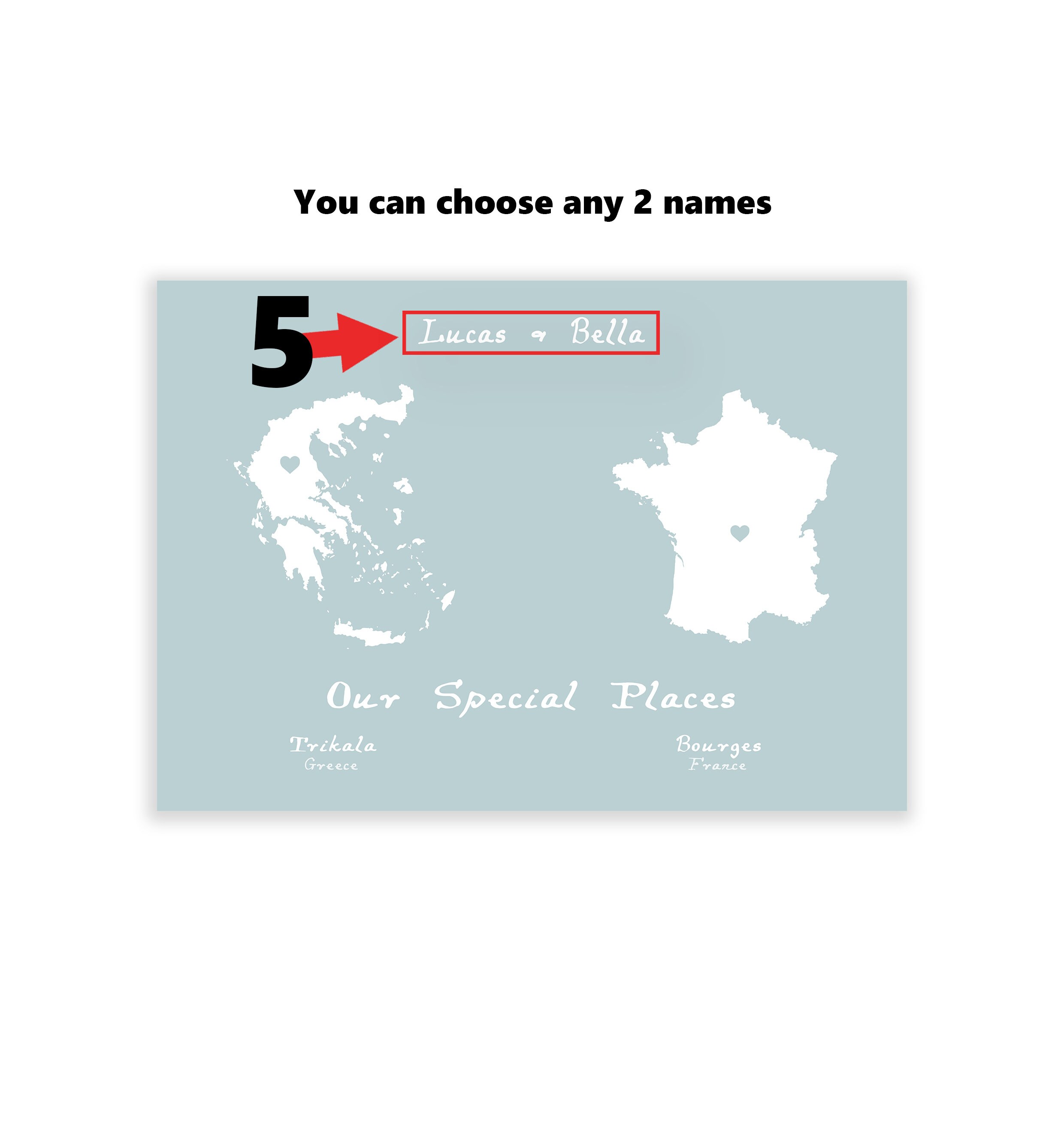 Personalised Map Print Any Two Countries Custom Map Art | Etsy