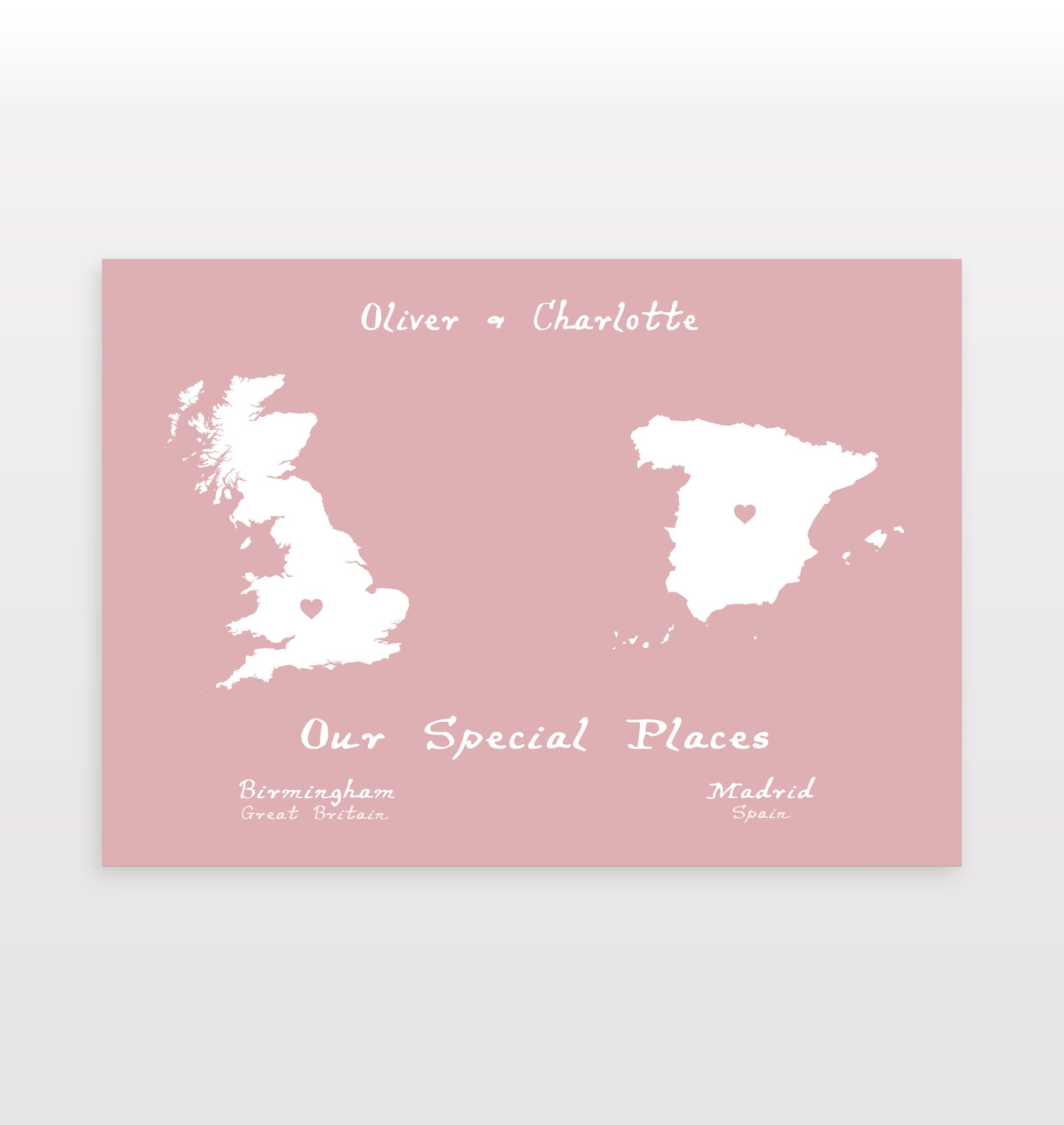 Personalised Map Print Any Two Countries Custom Map Art | Etsy