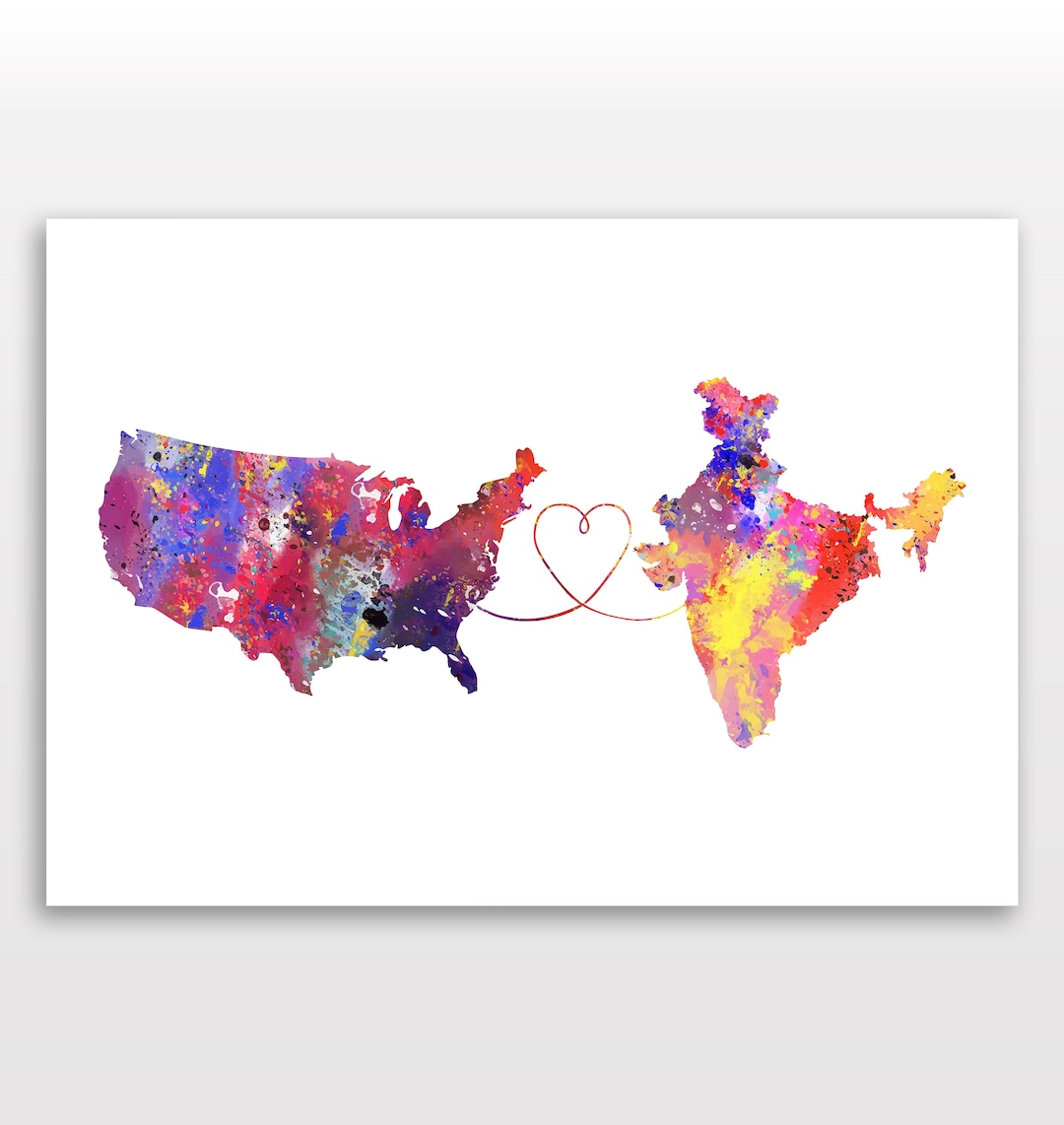 United States of America to India - Travel Poster - Watercolour Print ...
