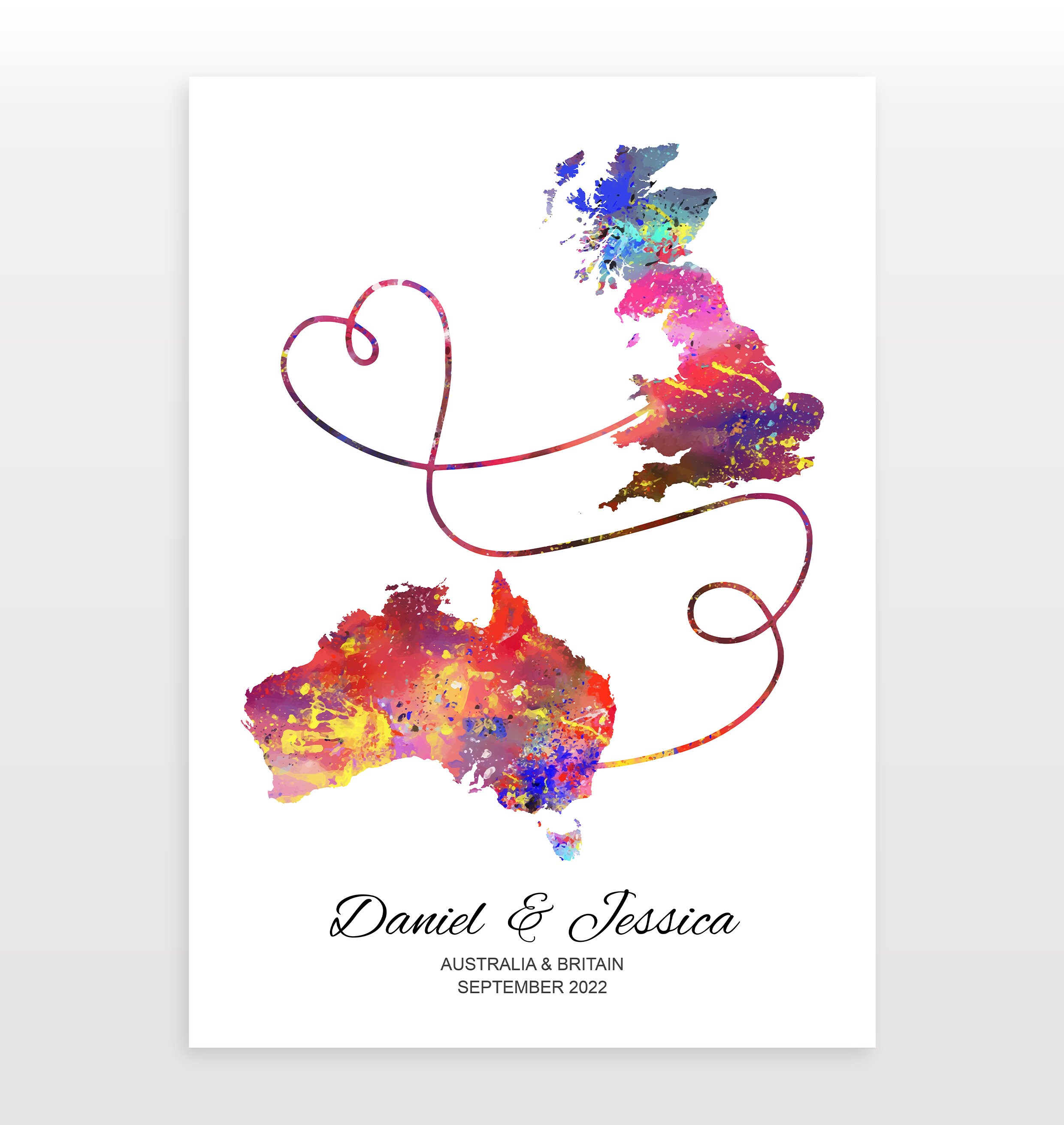 Customisable Map Art Personalised Map Print Select Two - Etsy