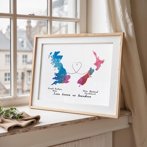 Personalised Map Print - Any Two Countries - Custom Map Art - Available ...
