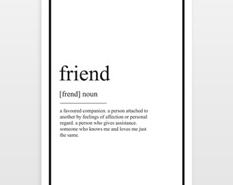 Friend Definition Print Gift for Friend Dorm Wall Art Family - Etsy