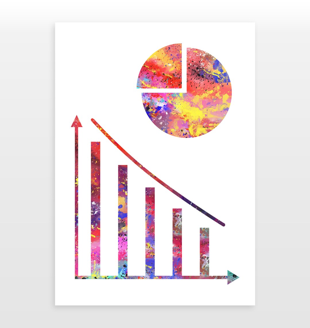 Pie Chart Poster - Mathematics Print - Watercolour Print - Etsy
