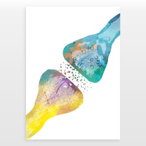 Brain Synapse Firing Poster - Brain Function Science Watercolour Print ...