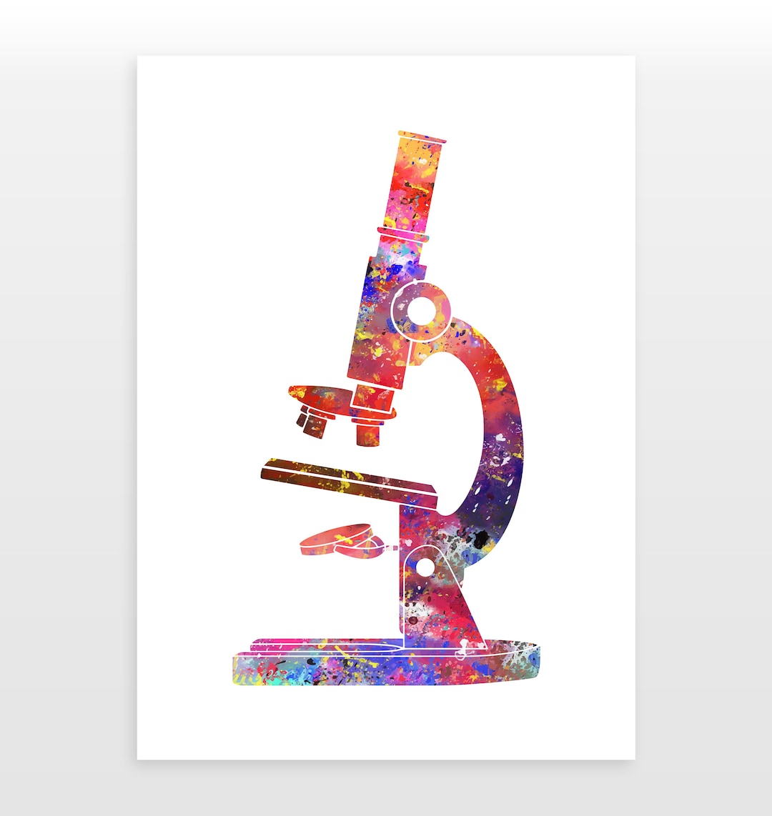 Microscope Poster - Biologist Print - Watercolour Print - Etsy
