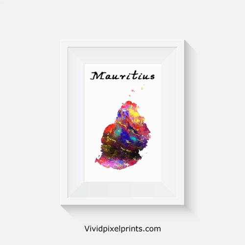 Mauritius Map Island Map of Mauritius Art Print Watercolor - Etsy UK