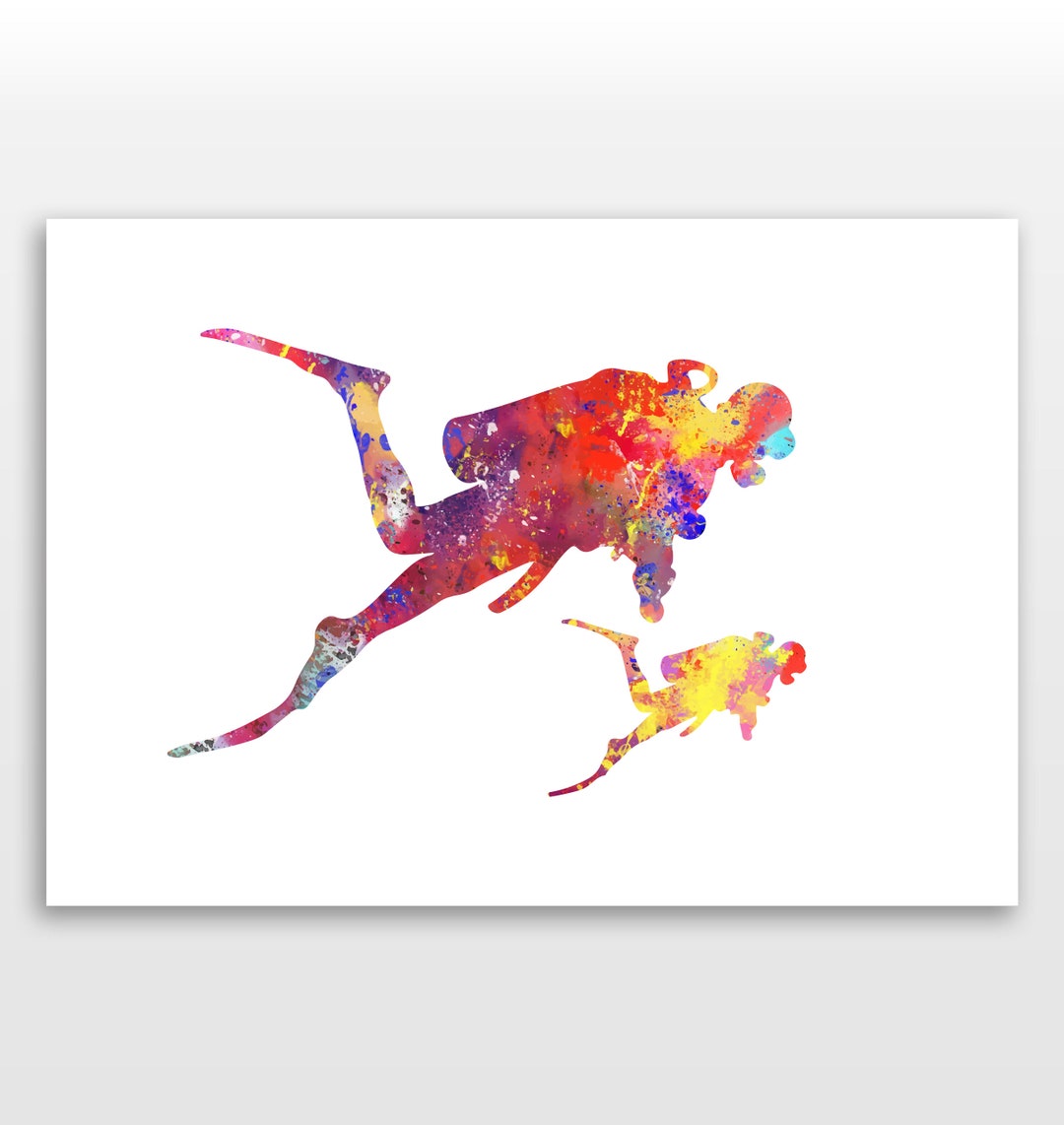 Scuba Diving Poster Watercolour Print - Etsy
