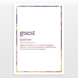 Guest Definition Print - Etsy
