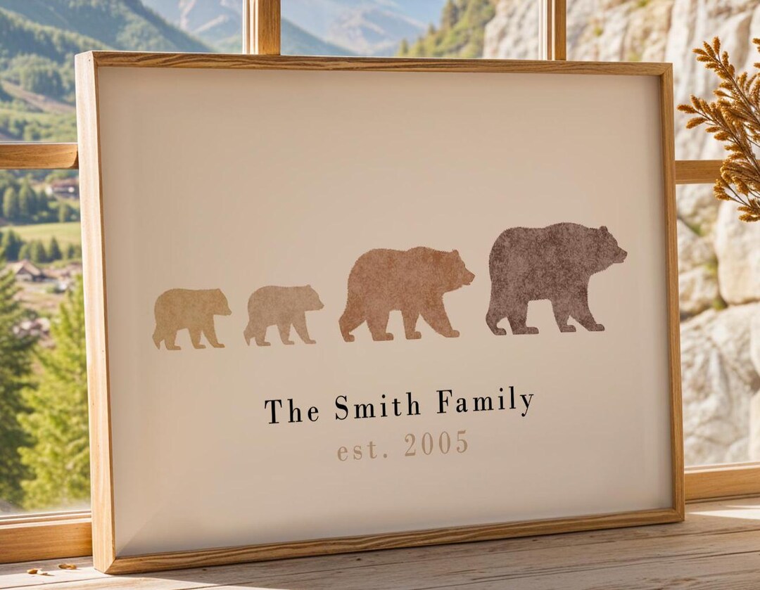 Custom Bear Family Print | up to 5 Bears | Unique Gift - Etsy