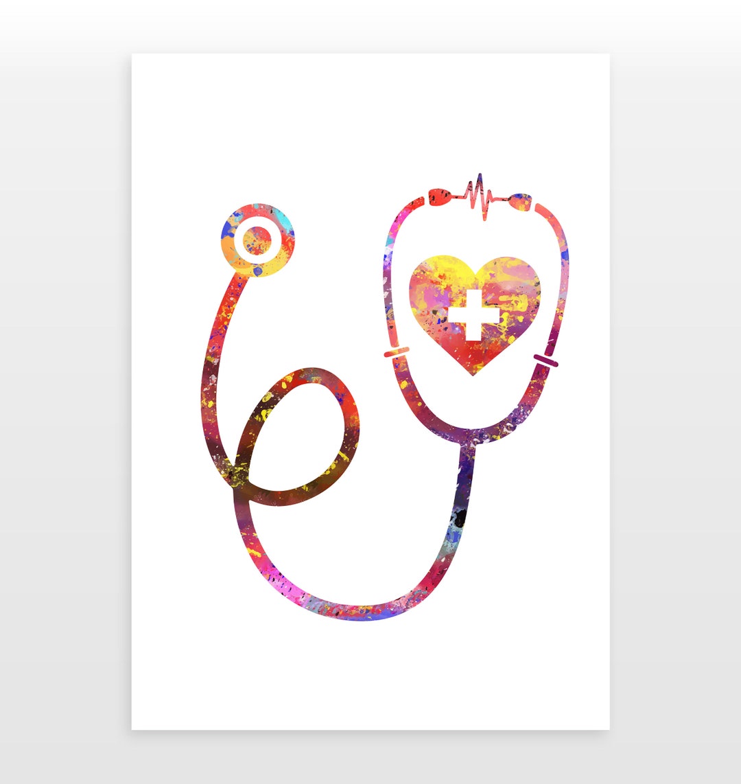 Stethoscope Poster - Doctors Equipment Print - Watercolour Print - Etsy